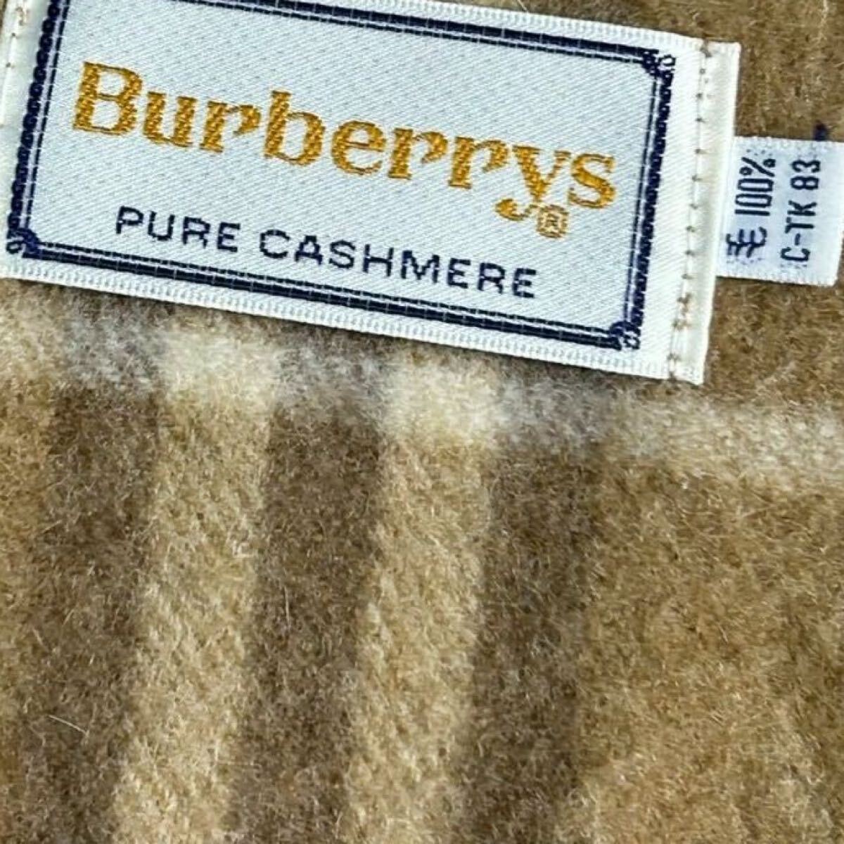 【目立った傷や汚れなし】Burberrys' BURBERRY PURE CASHMERE カシミヤ カシミア 100% マフラー ストール ノバチェック柄 フリンジ ブラウン 茶 男女兼用 ...