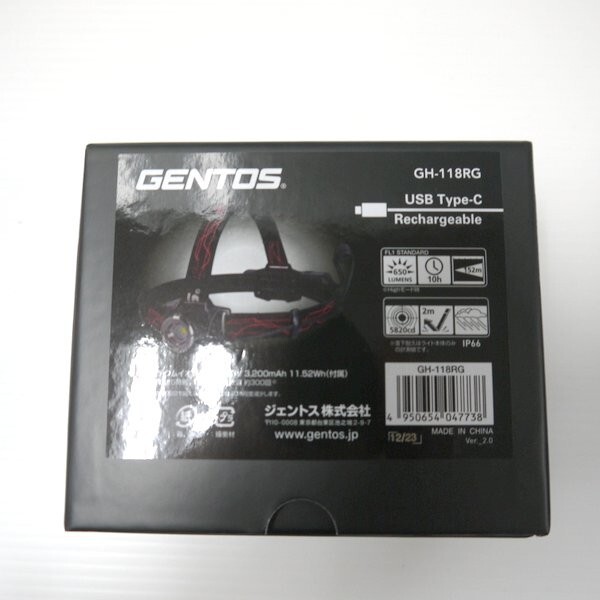 【未使用】GENTOS Gシリーズヘッドライト GH-118RG 未使用 ヘッドランプ LED USB Type-C充電 650ルーメン 10時間 ジェントス ≡DT5916-の落札情報詳細 ...