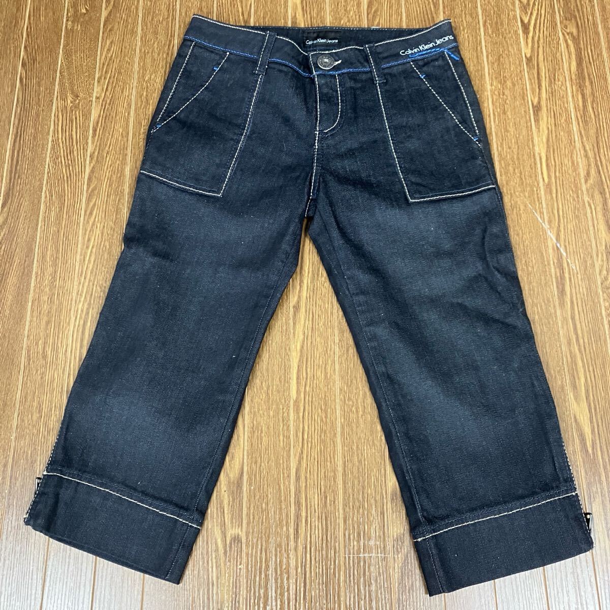 【目立った傷や汚れなし】 【売り切り】Calvin Klein Jeans カルバンクライン ジーンズ デニムパンツ 7分丈 W25 ブラック ...