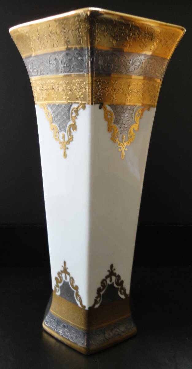 BOHEMIA PORCELLANES SNEROLL GRUPP. PATENT GOLD AND SILVER ボヘミア フラワーポット ...