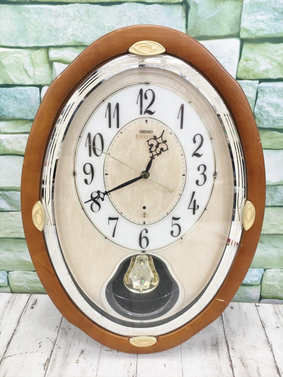 セイコー SEIKO 掛け時計 電波時計 EMBLEM HS426B ブラウン クウォーツ 3針 メロディ報時 スターダスト 星に願いを ...