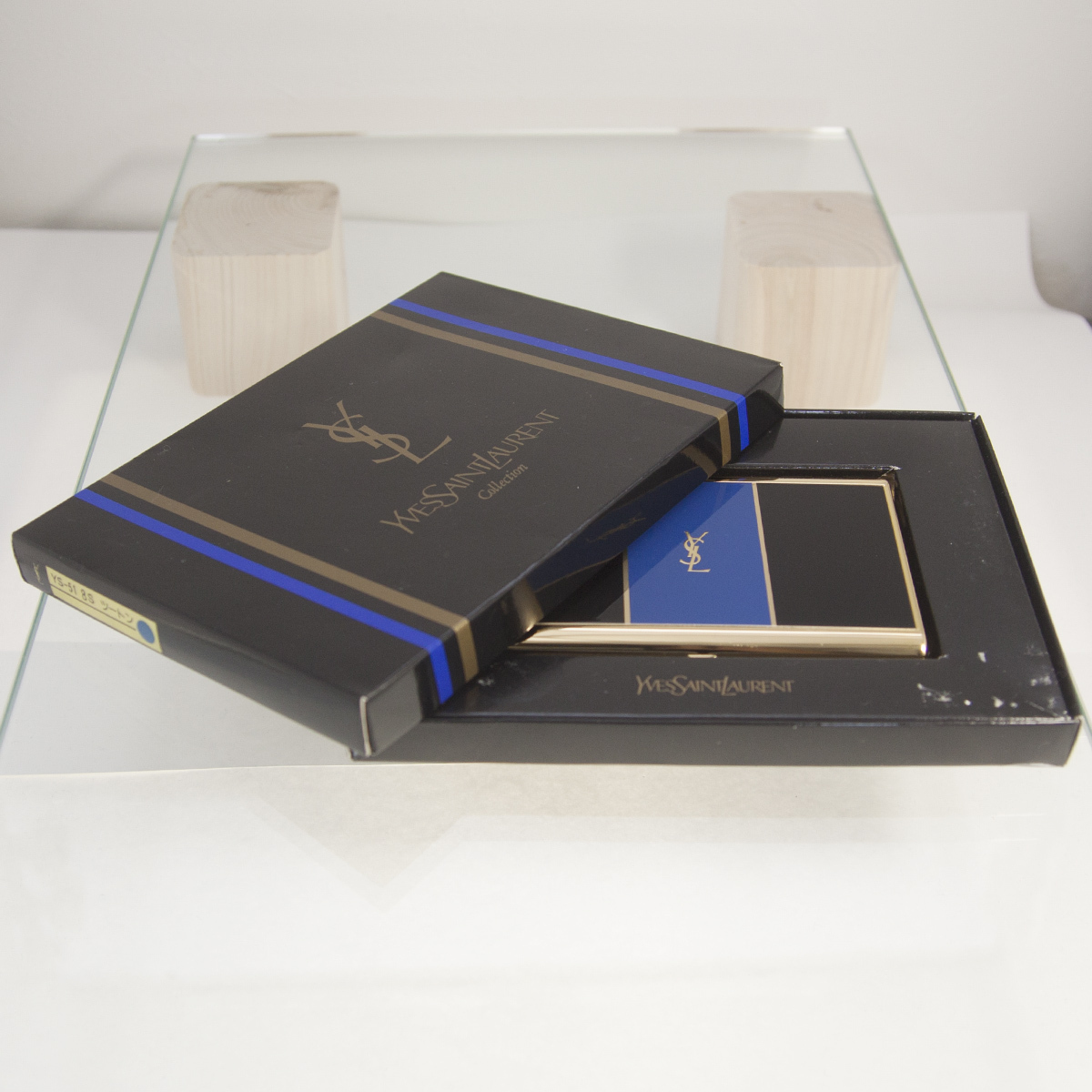 【YVES SAINT LAURENT】イヴサンローラン シガレットケース YS-51 8S ツートン ブルー×ブラック【中古品】の落札情報詳細 - Yahoo!オークション落札価格検索 オークフリー
