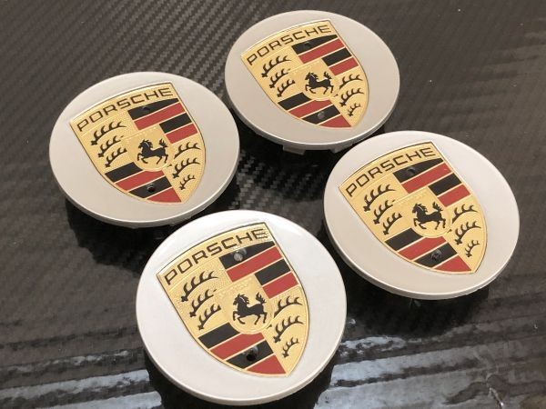 【新品】送料200円 ポルシェ ホイールセンターキャップ 4個 1台分 65mm シルバー Porsche Macan Center Cap ...