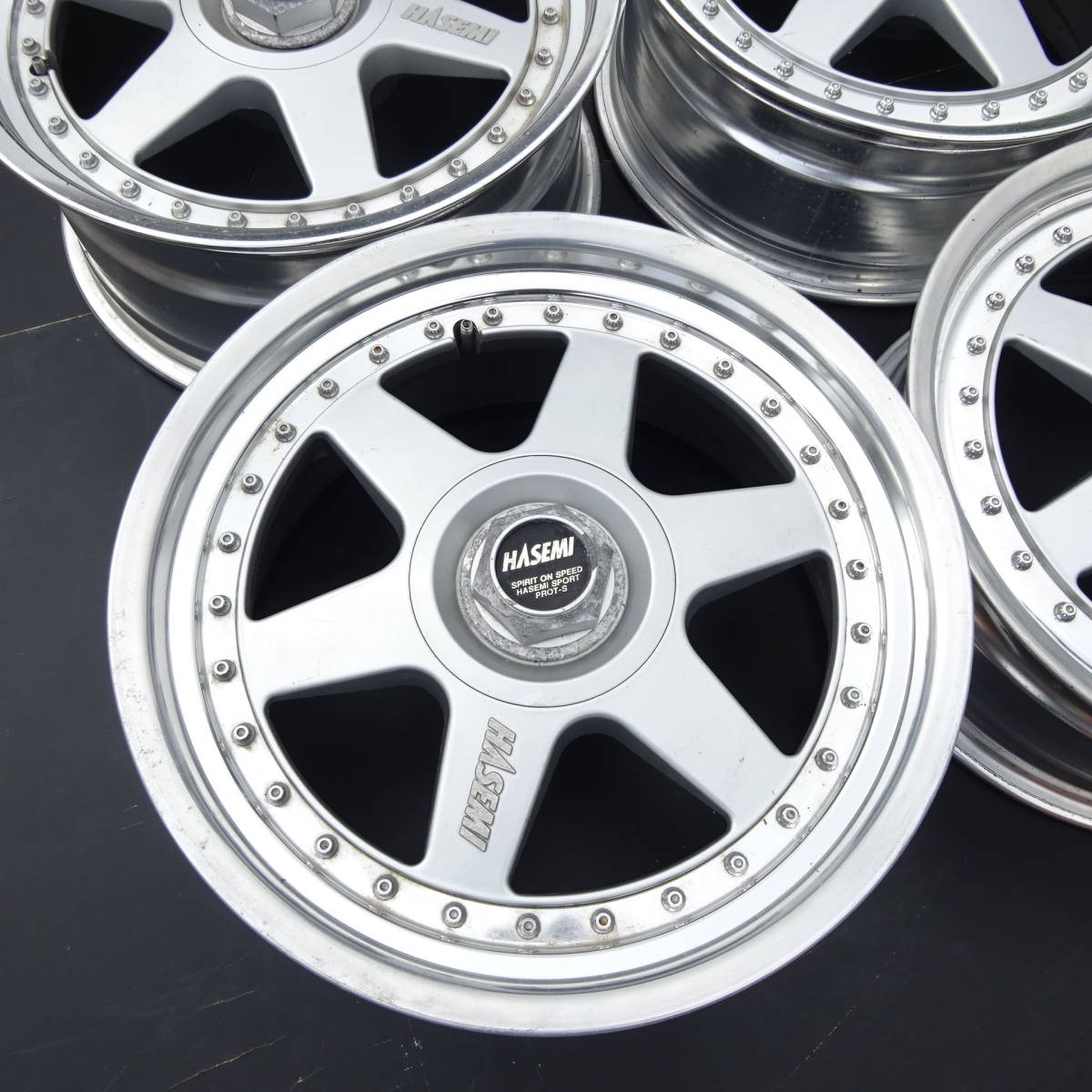 065番 当時物 SSR HASEMI PROT-S RG ハセミ プロト-S 17インチ 3ピース 日本製 ホイール 4本 5H-114.3 ...