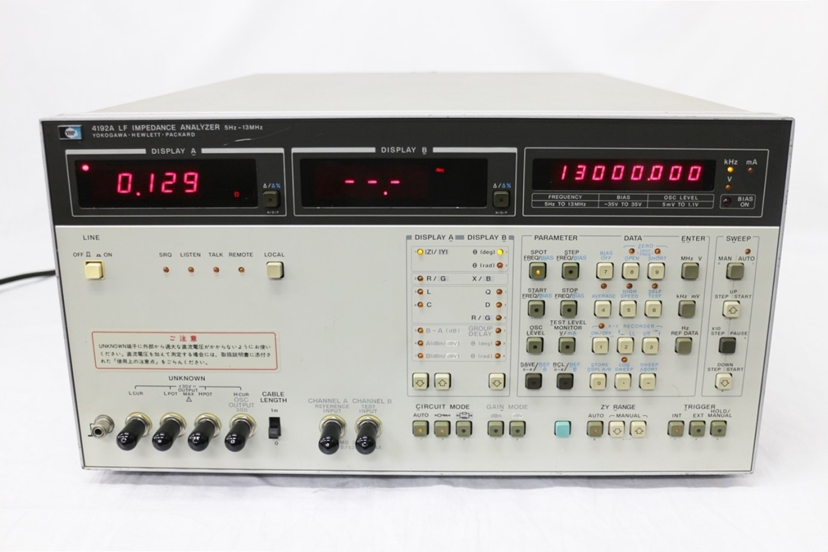 【やや傷や汚れあり】【正常動作品】HP 4192A 5Hz-13MHz LF インピーダンス・アナライザの落札情報詳細 - ヤフオク落札価格 ...
