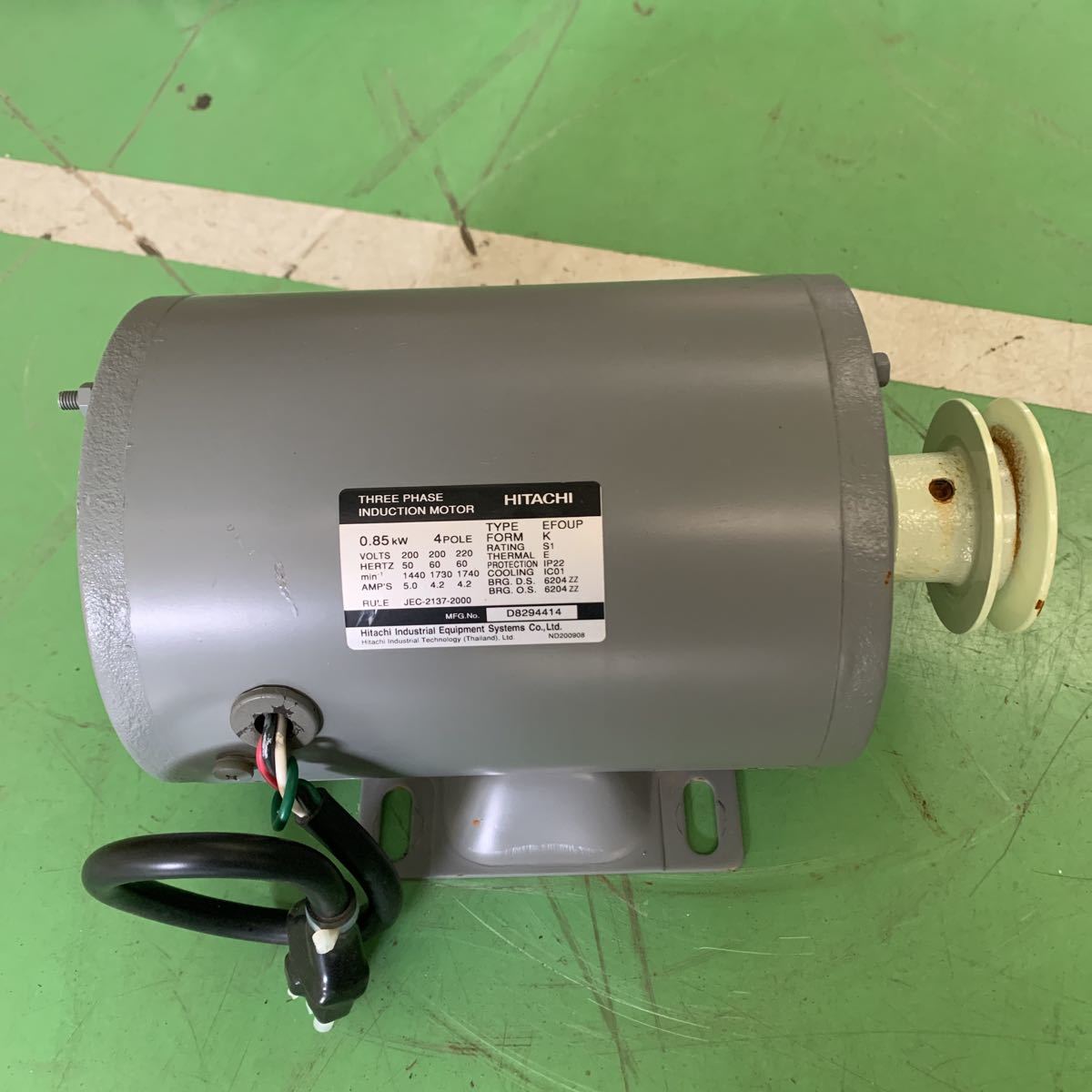【未使用に近い】HITACHI モーター THREE PHASE INDUCTION MOTOR 0.85KW 4POLEの落札情報詳細 ...