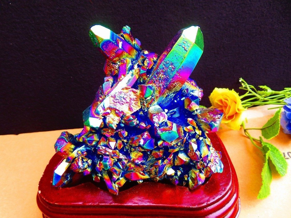 【未使用】★上級贅品★新入荷天然アーカンソー産 レインボーオーラ水晶クラスター台座付1.402kg★tr22553の落札情報詳細 ...