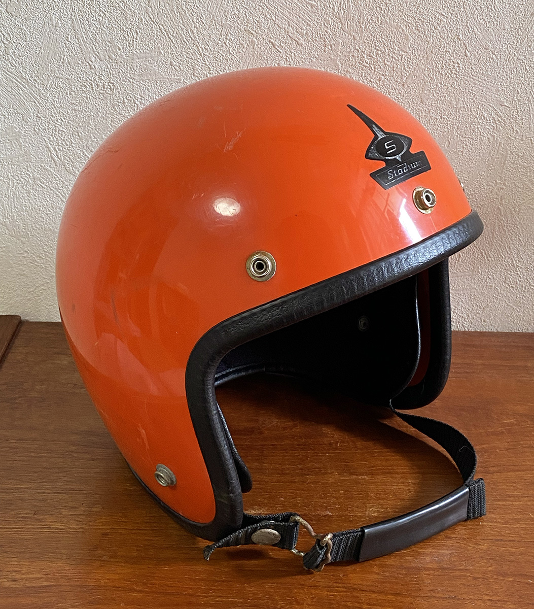 【傷や汚れあり】1970's 英国 STADIUM Project 6 ジェットヘルメット スタジアム バーミリオン 当時物 M 57cm ...