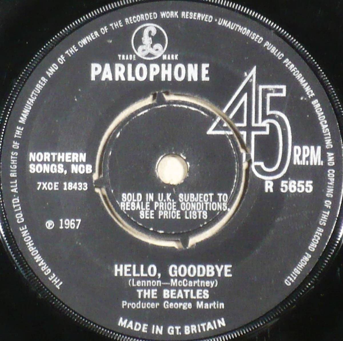 【傷や汚れあり】英シングル Hello,Goodbye c/w:I Am The Walrus MAT:1/1 カンパニースリーブ付 ...