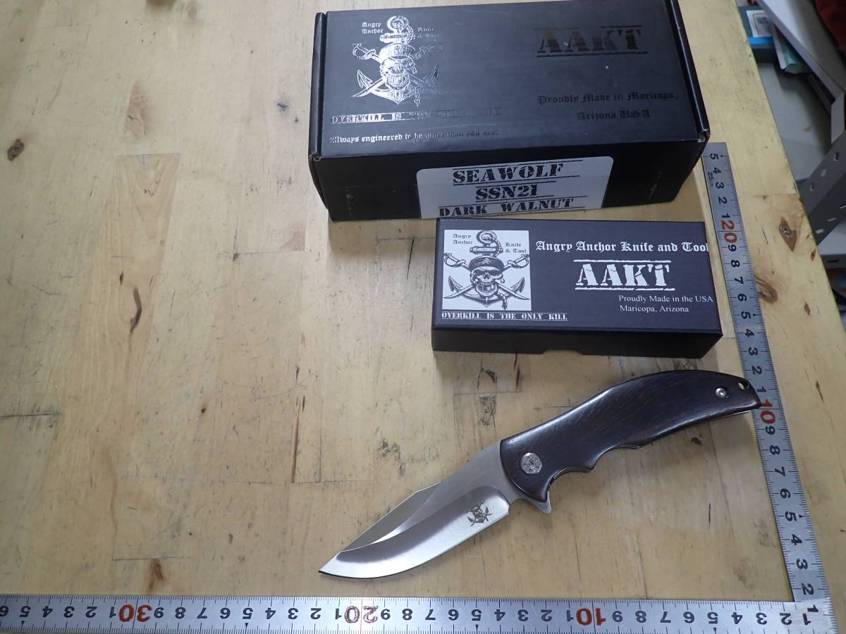 【目立った傷や汚れなし】『Q27B』Angry Anchor AAKT フォールディングナイフ S35VN SEAWOLF SSN21 USA ...
