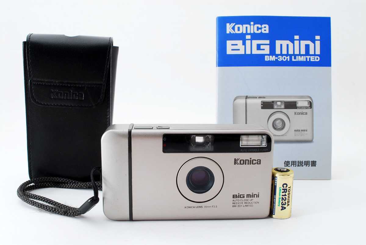 【目立った傷や汚れなし】清涼感溢れる外観！KONICA BIG mini BM-301 コニカ ビッグ ミニ コンパクトフィルムカメラ 電池、取扱説明書 ケース付き フィルムカメラ の落札情報 ...