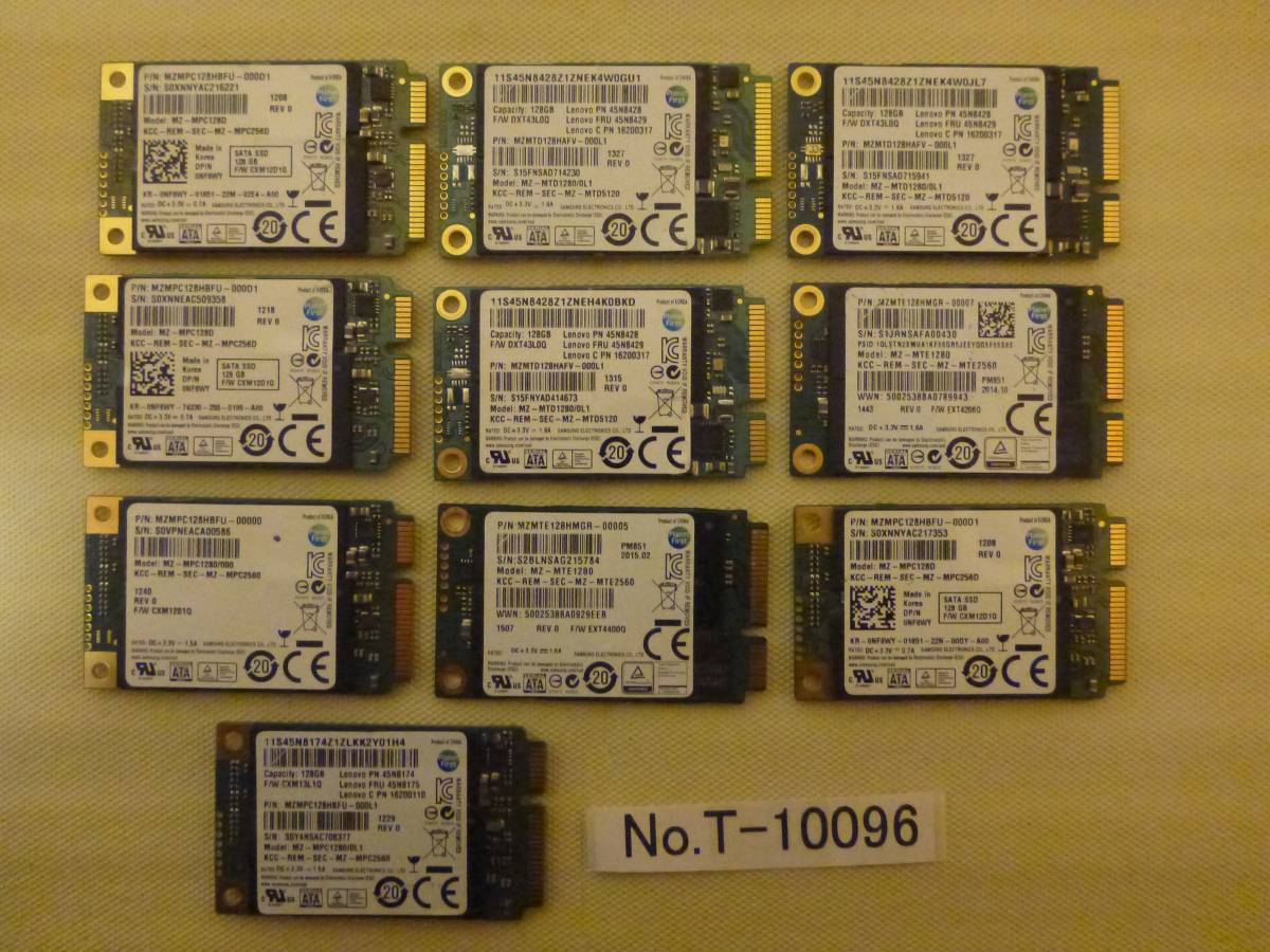 【やや傷や汚れあり】管理番号 T-10096 / SSD / SAMSUNG / mSATA / 128GB / 10個セット / データ消去 ...