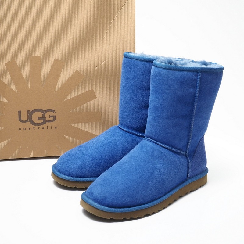 【目立った傷や汚れなし】GL9098 定価￥2.6万*アグ/UGG*クラシックショート/CLASSIC SHORT/5825*シープスキン*ショートブーツ/靴*US8/25cm*ブルー系*箱 ...