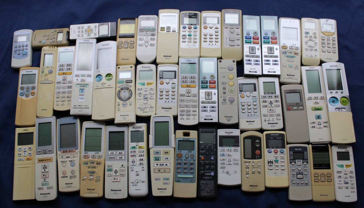 【全体的に状態が悪い】 エアコン・照明/リモコン/ ジャンク Panasonic/SHARP/FUJITSU/TOSHIBA/Nationalダイキン/corona 45本まとめ 80サイズの ...