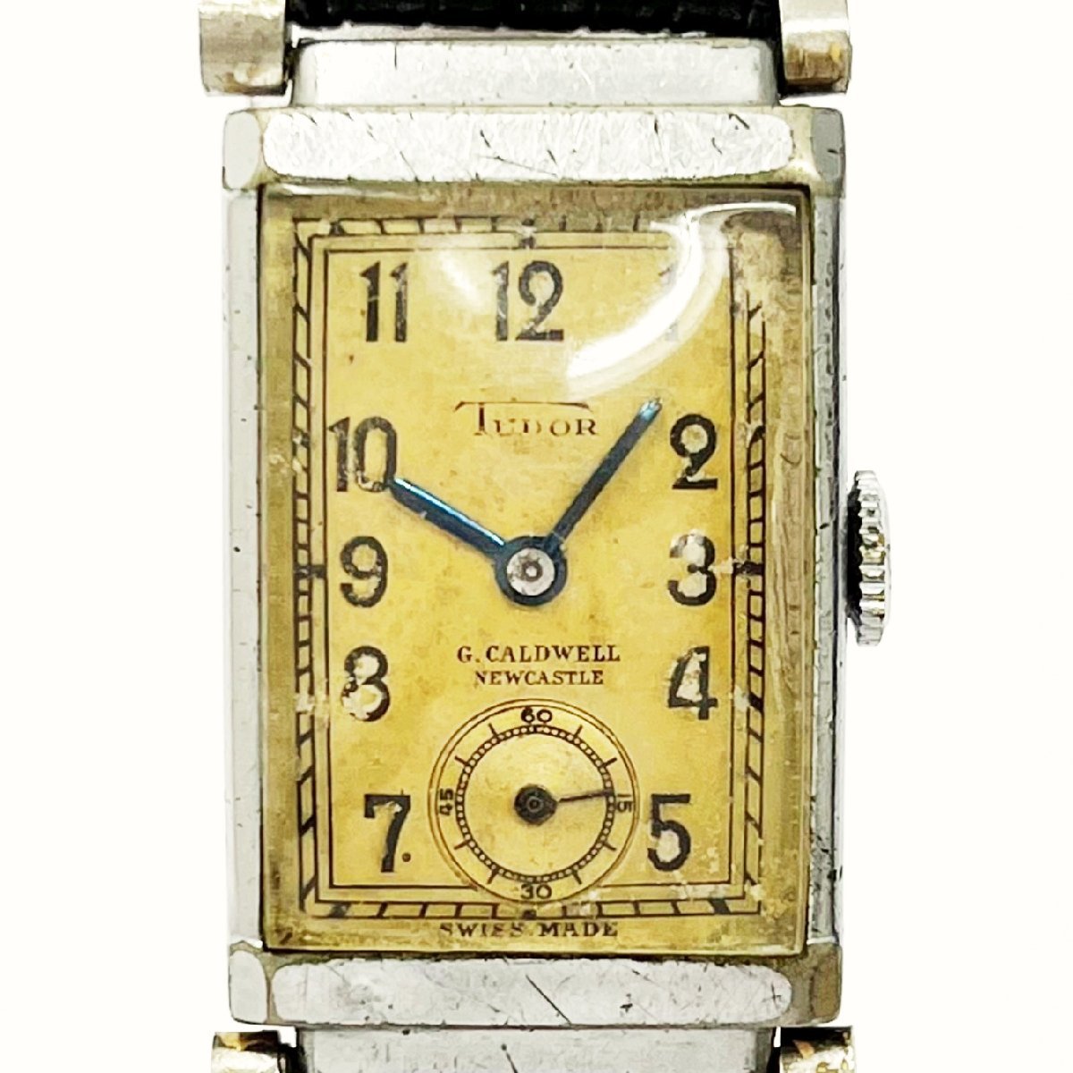 【やや傷や汚れあり】【1円スタート】【激レア】 TUDOR チュードル 9050 ニューキャッスル SS×革ベルト スクエアフェイス 手巻き ...