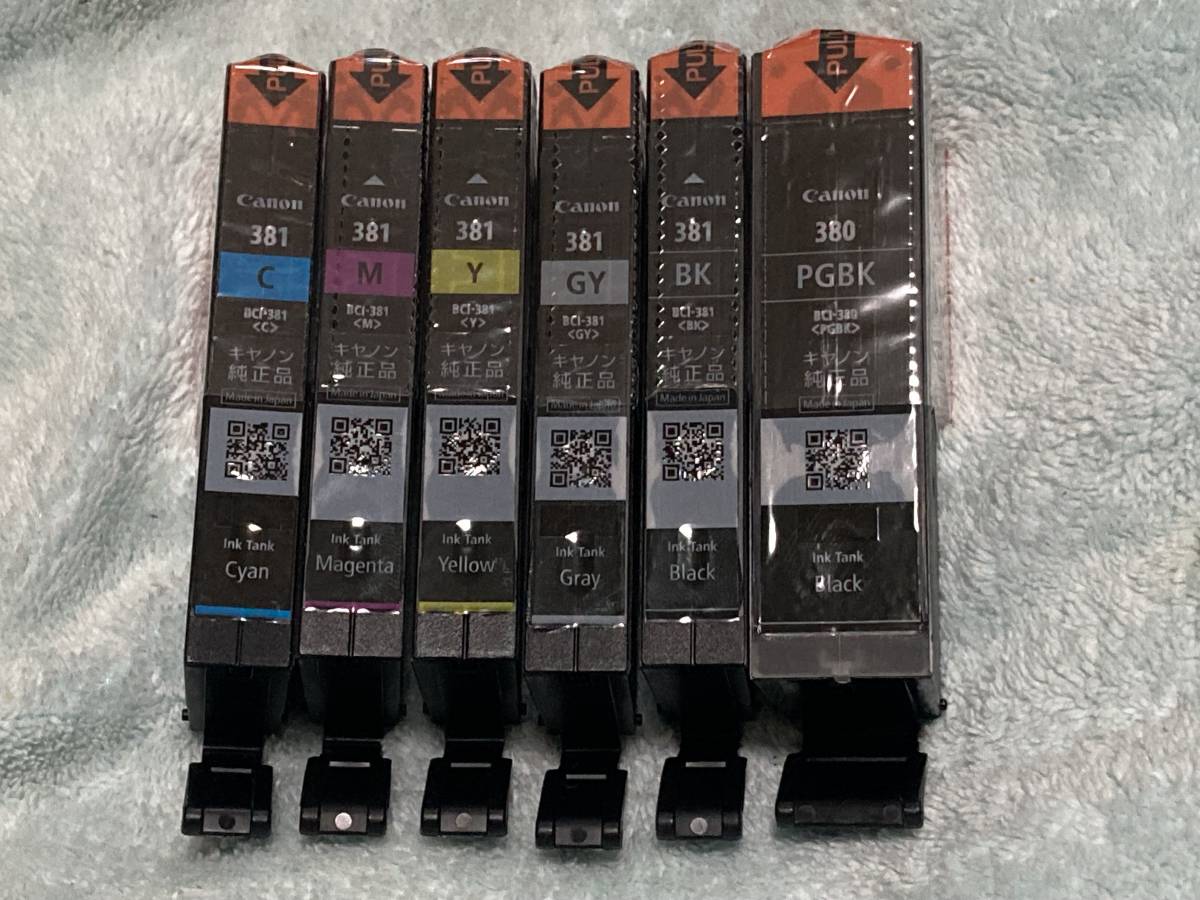【未使用】【送料無料】新品即決 Canon純正 標準容量インク6色 BCI-381 BK/C/Y/M/GY＋BCI-380 PGBK★PIXUS TS8430/TS8330 /TS8230 ...