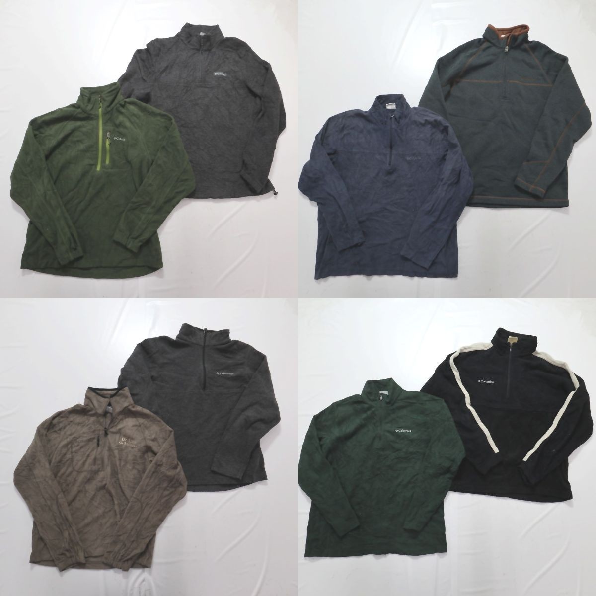 【やや傷や汚れあり】 コロンビア ハーフジップジャケット set ワンポイント ライン系 他 (メンズM） 8枚まとめ売り 古着卸 1円 ...