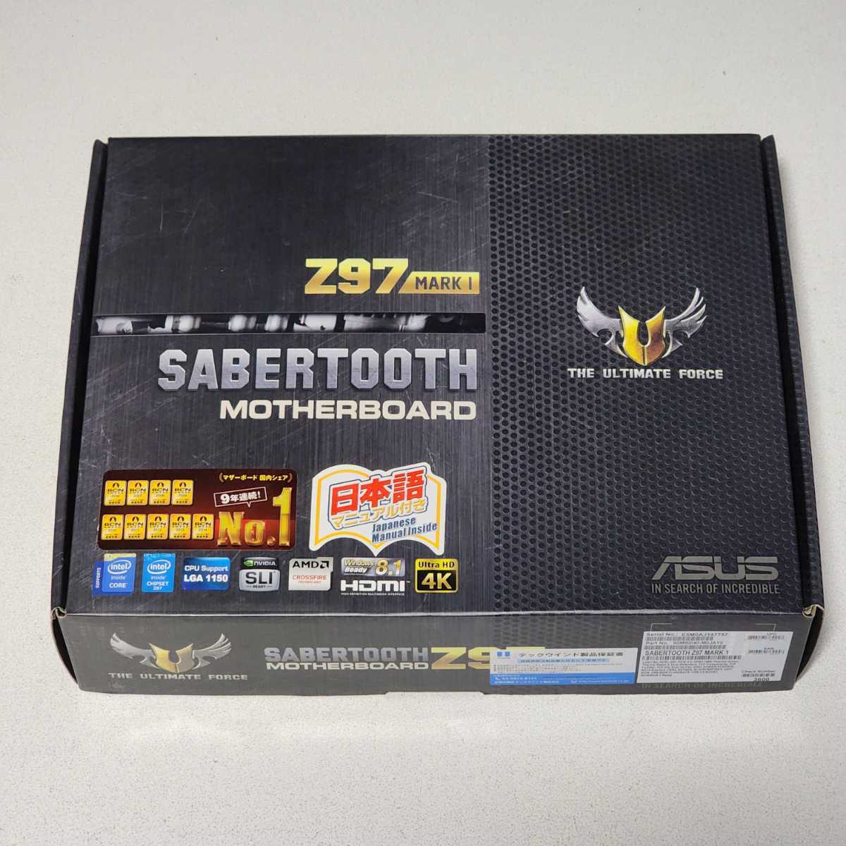 【目立った傷や汚れなし】ASUS SABERTOOTH Z97 MARK1 IOパネル付属 LGA1150 ATXマザーボード 第4・5世代CPU対応 最新Bios 動作確認済 PCパーツの ...