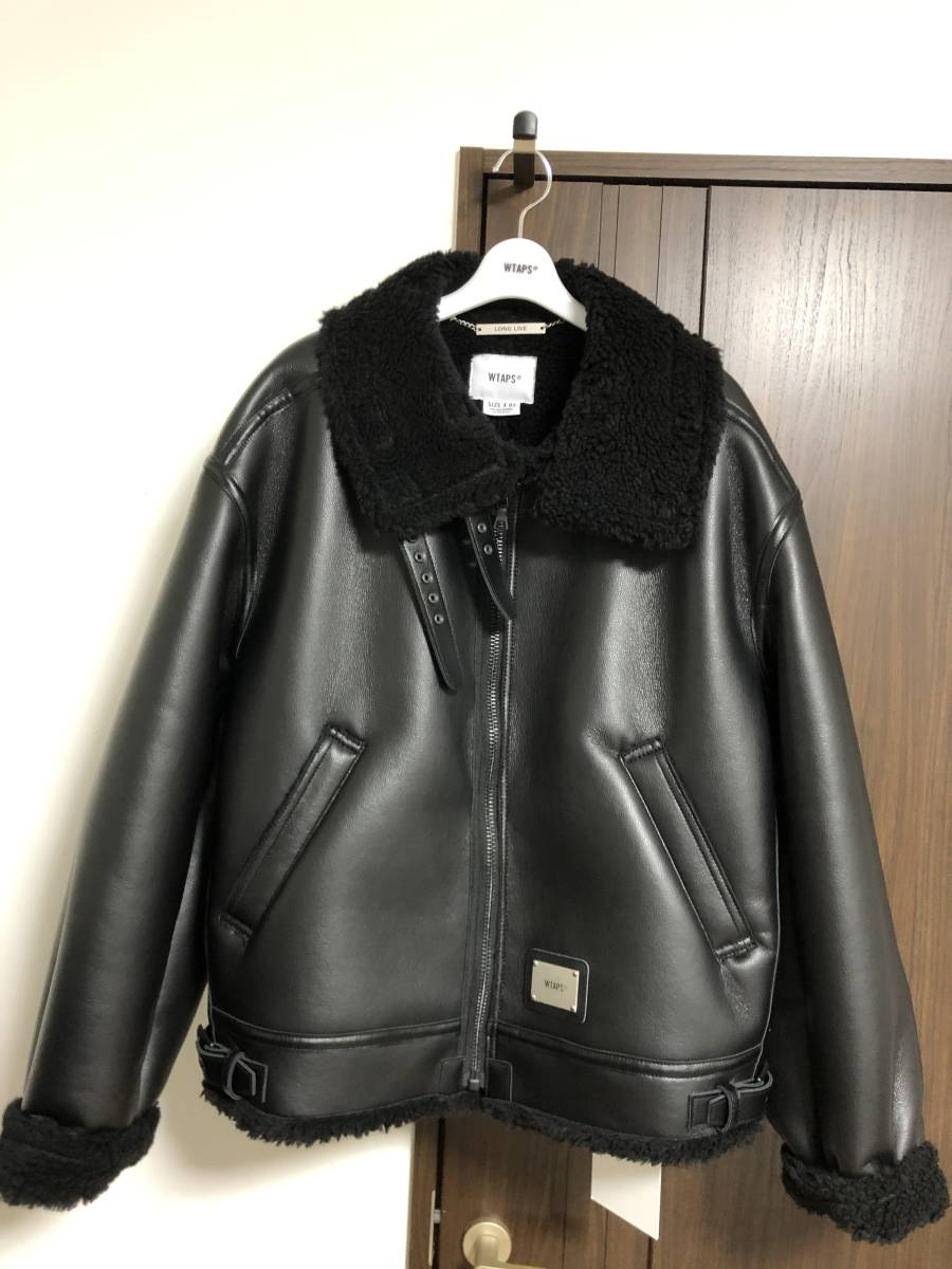 【未使用】新品 L ダブルタップス WTAPS JFW-02 JACKET SYNTHETIC フェイクムートンシン セティックレザー ボマー ...