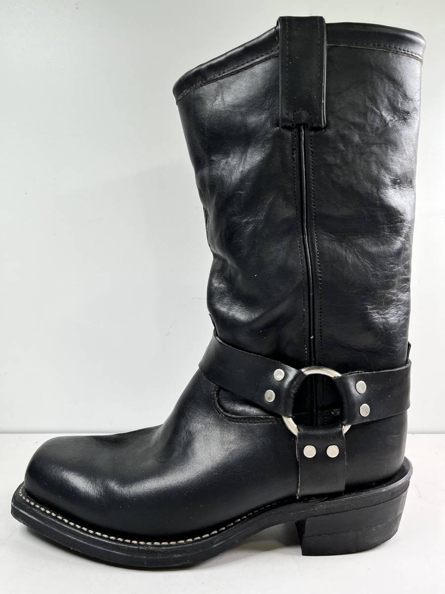 【全体的に状態が悪い】♪【中古】CHIPPEWA RING BOOTS BLACK OIL 27868 8 チペワ リングブーツ MADE ...