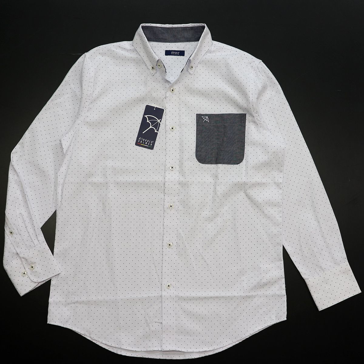 【未使用】★アーノルドパーマー ゴルフ ARNOLD PALMER 新品 カジュアル ボタンダウン 長袖 シャツ ドッド Lサイズ ...