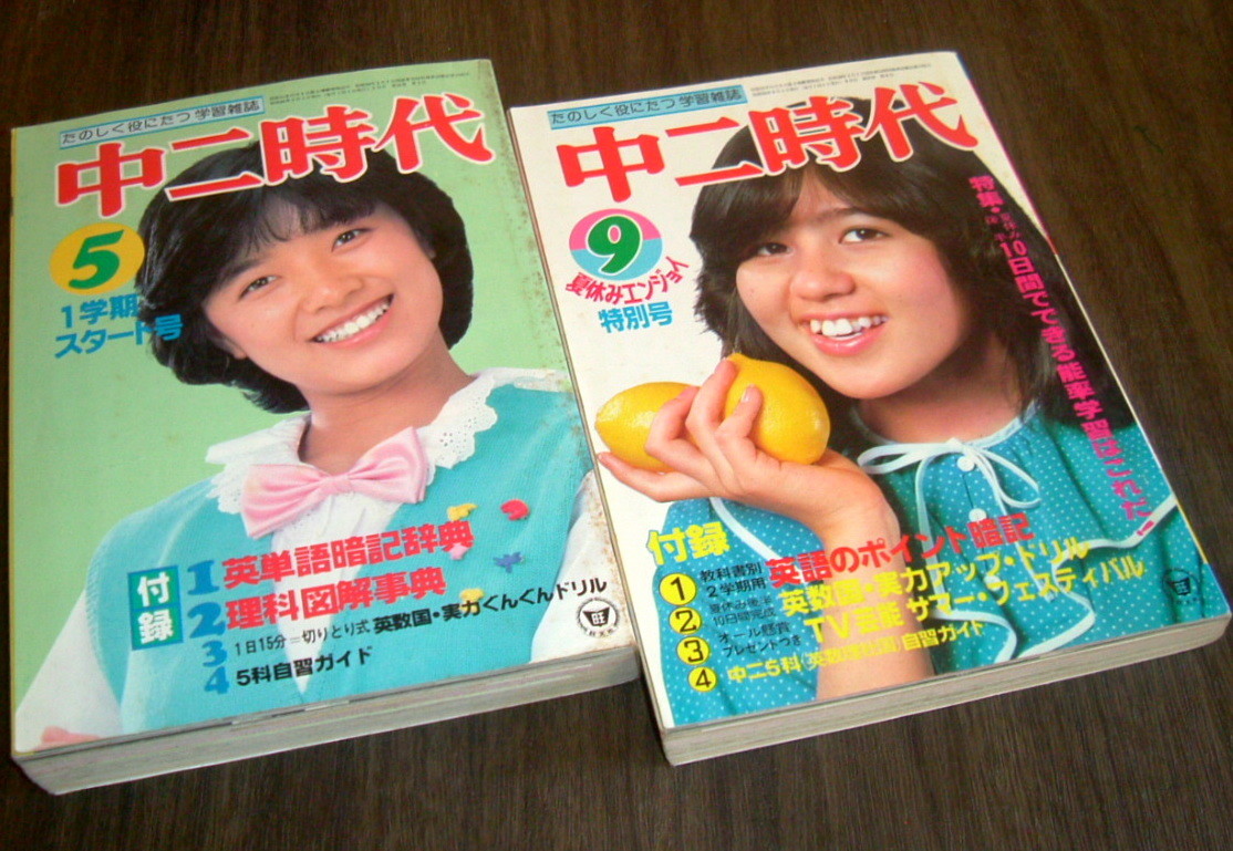 【やや傷や汚れあり】中二時代1980年2冊組 表紙 榊原郁恵and石野真子 西城秀樹 水谷豊 山口百恵 キャティ アイドル水泳大会 大場久美子