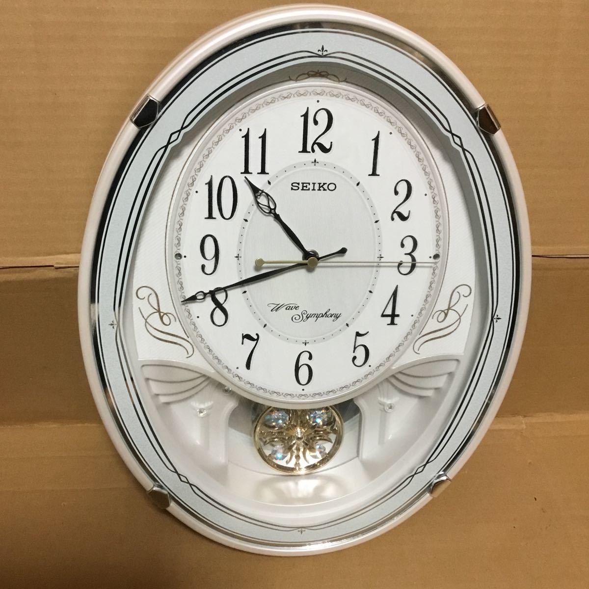 【目立った傷や汚れなし】セイコー SEIKO 壁掛け時計 AM258W 中古 からくり時計 ウェーブシンフォニー アミューズ時計 電波時計 ...