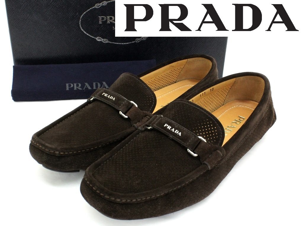 【未使用】14万新品 10=29cm PRADAプラダ パンチング加工レザーモカシンシューズ1円の落札情報詳細 - ヤフオク落札価格検索 オークフリー