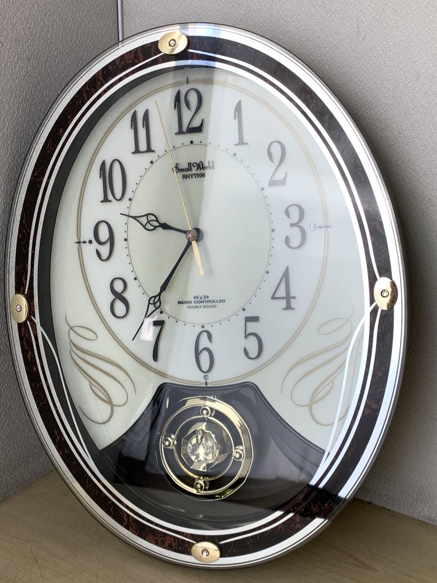 【傷や汚れあり】【動作OK】掛け時計 RADIO CONTROLLED Small World RHYTHM リズム時計 配送保険付 ...
