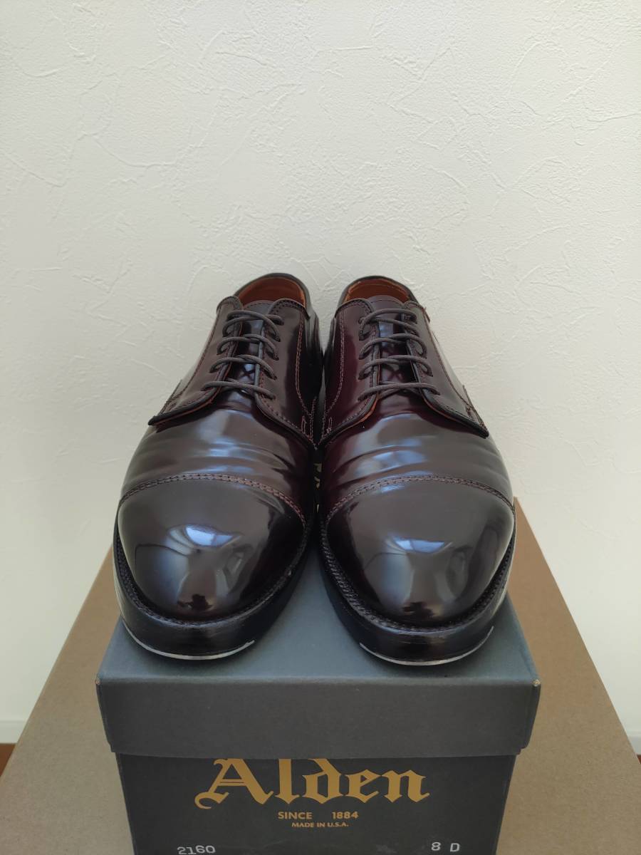 【やや傷や汚れあり】★1円出品★【26.0cm US8】Alden(オールデン) 2160 ストレートチップ 外羽根キャップトゥ バーガンディ ...