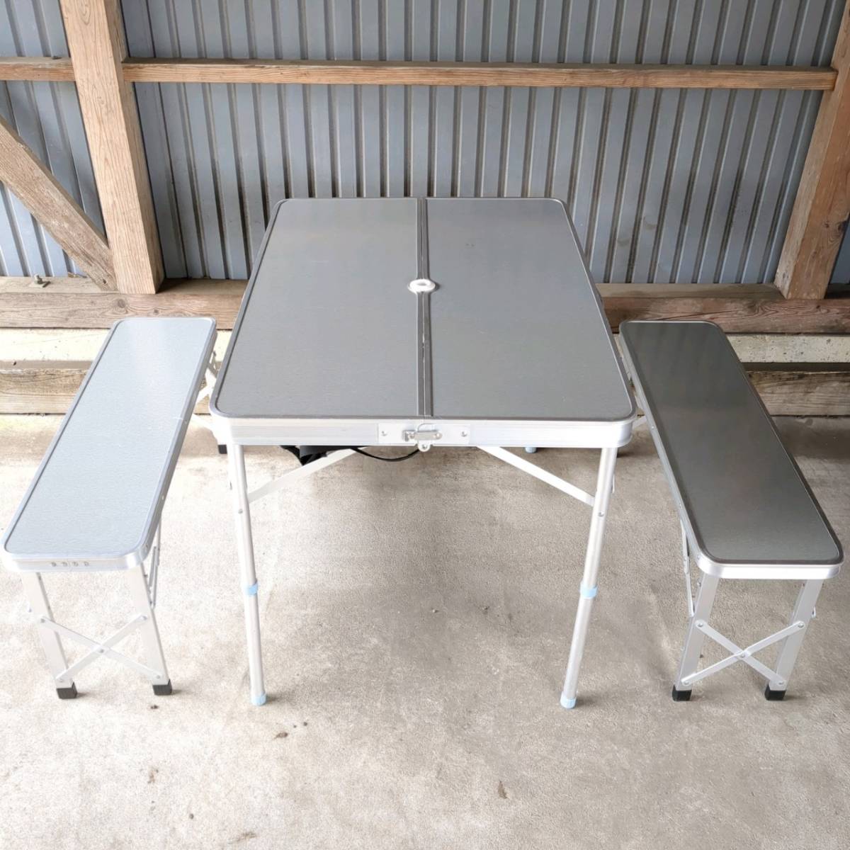 【やや傷や汚れあり】YMT1 CAPTAIN STAG（キャプテンスタッグ）イス付コンパクトテーブル 折りたたみ アウトドア アルミ キャンプ ...