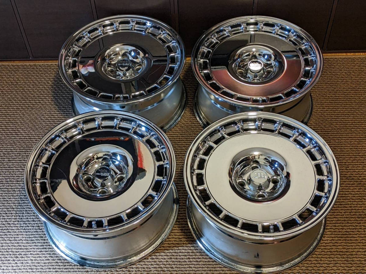 【やや傷や汚れあり】激レア COMPOMOTIVE 100 4H 8J＋25 メッキ 16インチ USDM JDM EURO VW ゴルフ ...