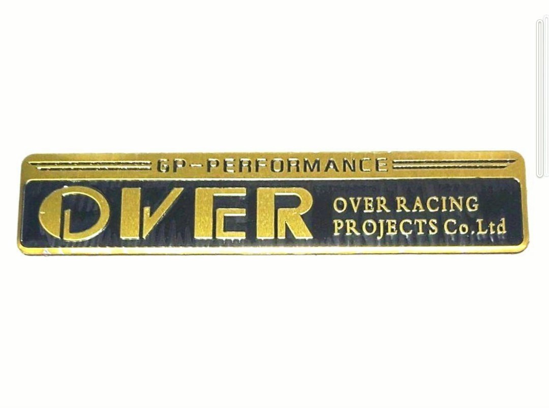 【やや傷や汚れあり】 OVER RACING/オーバーレーシング GPパフォーマンス 耐熱アルミステッカー エンブレム プレート マフラー ...