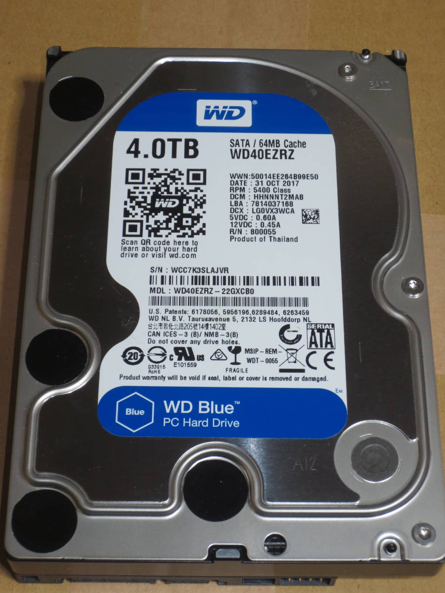 【目立った傷や汚れなし】Western Digital Blue WD40EZRZ 4TB HDD ウエスタンデジタル WD 3.5インチ 3.5inch SATA SerialATAの落札 ...