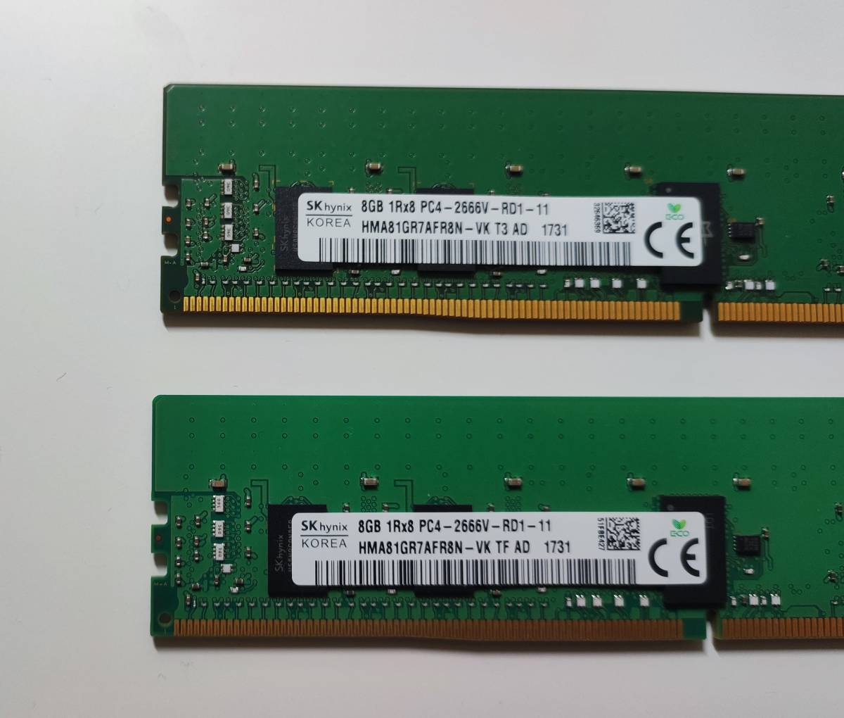 【やや傷や汚れあり】SK HYNIX HMA81GR7AFR8N-VK DDR4-PC4-2666 ECC RDIMM サーバーメモリ 8GB2枚 合計16GBの落札情報詳細 - ヤフオク落札 ...