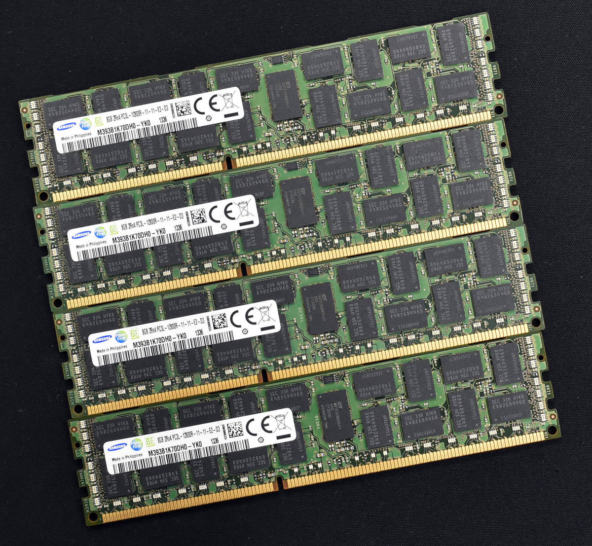 【目立った傷や汚れなし】(送料無料) 32GB (8GB 4枚組) DDR3L PC3L-10600R DDR3L-1333 DDR3 ECC REG 1Rx4 240pin ECC ...