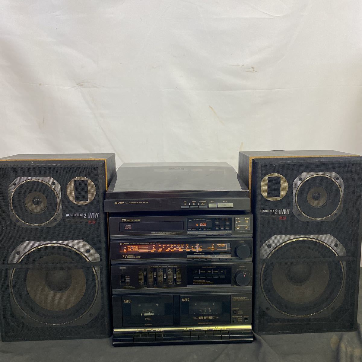 【全体的に状態が悪い】 中古 SHARP/シャープ ステレオコンポ CD-X60 レコードプレーヤー RP-X80 CD カセットテープ ...