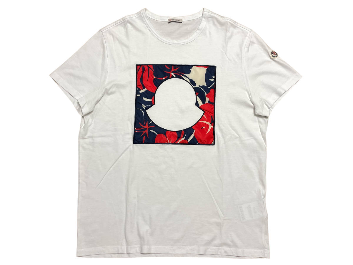 【未使用に近い】極美品 XLサイズ MONCLER MAGLIA T-SHIRT 19ss E10918044750 8390T モンクレール マグリア Tシャツ ハイビスカス ボタニカルの ...