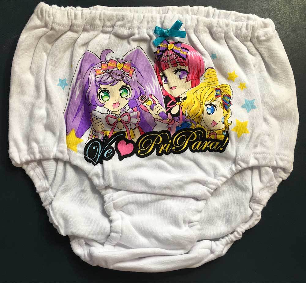 【未使用】【希少】大きめ 140㎝ プリパラ 女児ショーツ Pripara フロントプリント リボンブルー 1枚【高伸縮 真中らぁら 南みれぃ