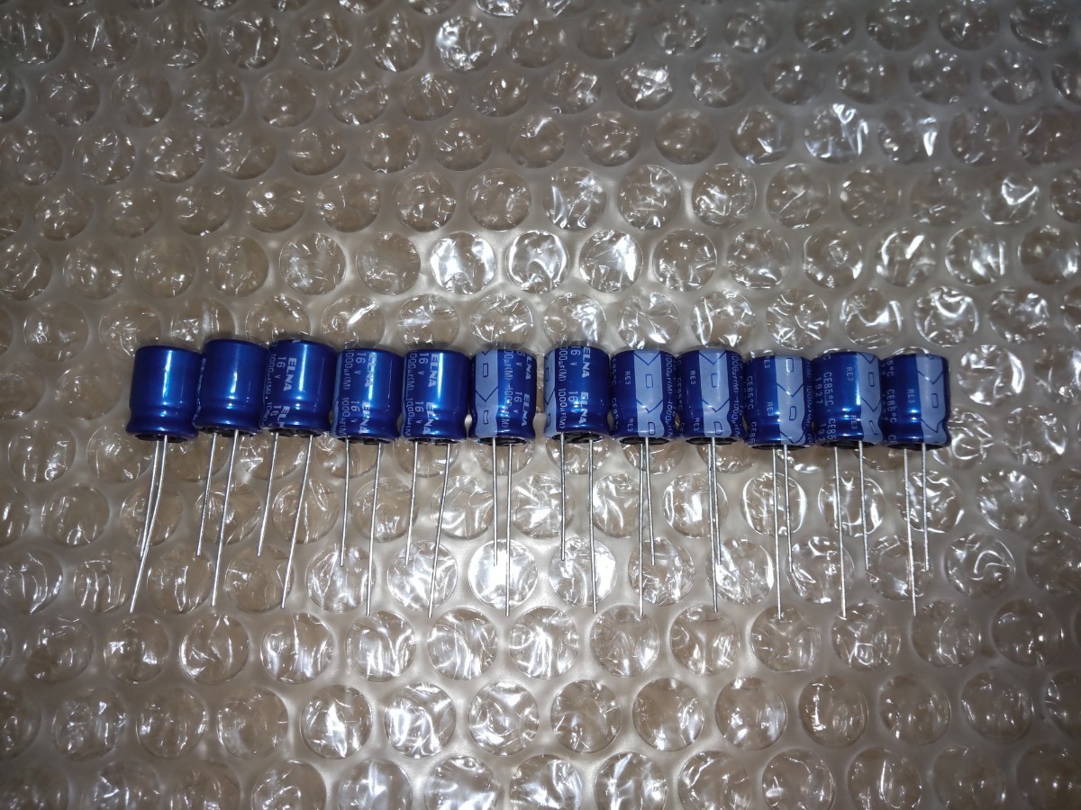【未使用】(8/9) 12個セット 電解コンデンサ 16V 1000uF ELNA エルナー RE3 85℃ 1000μF 直径10mm 高さ ...