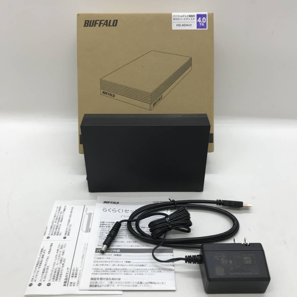 【未使用に近い】【1円～】BUFFALO バッファローパソコン＆テレビ録画用 外付けハードディスク HD-AD4U3 4TB ブラック HDD【ジャンク品】の落札情報詳細 - Yahoo ...