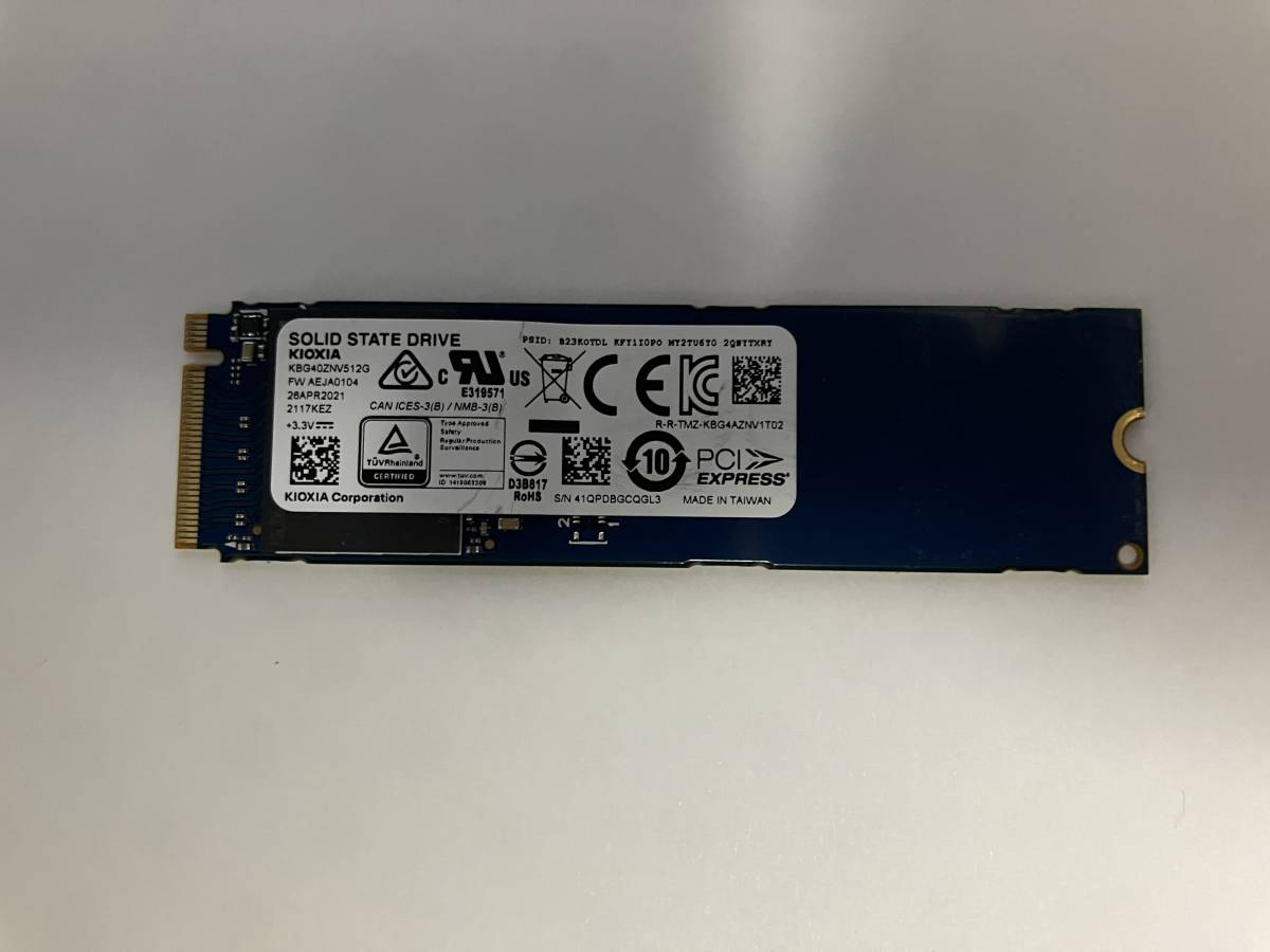【やや傷や汚れあり】【使用336時間】KIOXIA KBG40ZNV512G TOSHIBA MEMORY 512GB SSD M.2【動作品 ...