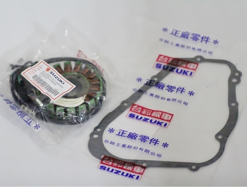 【未使用】スズキ純正 アドレスv125 S Cf4ma ステーターコイル ジェネレーター＋クランクシャフトカバー ガスケット 2点セットの落札