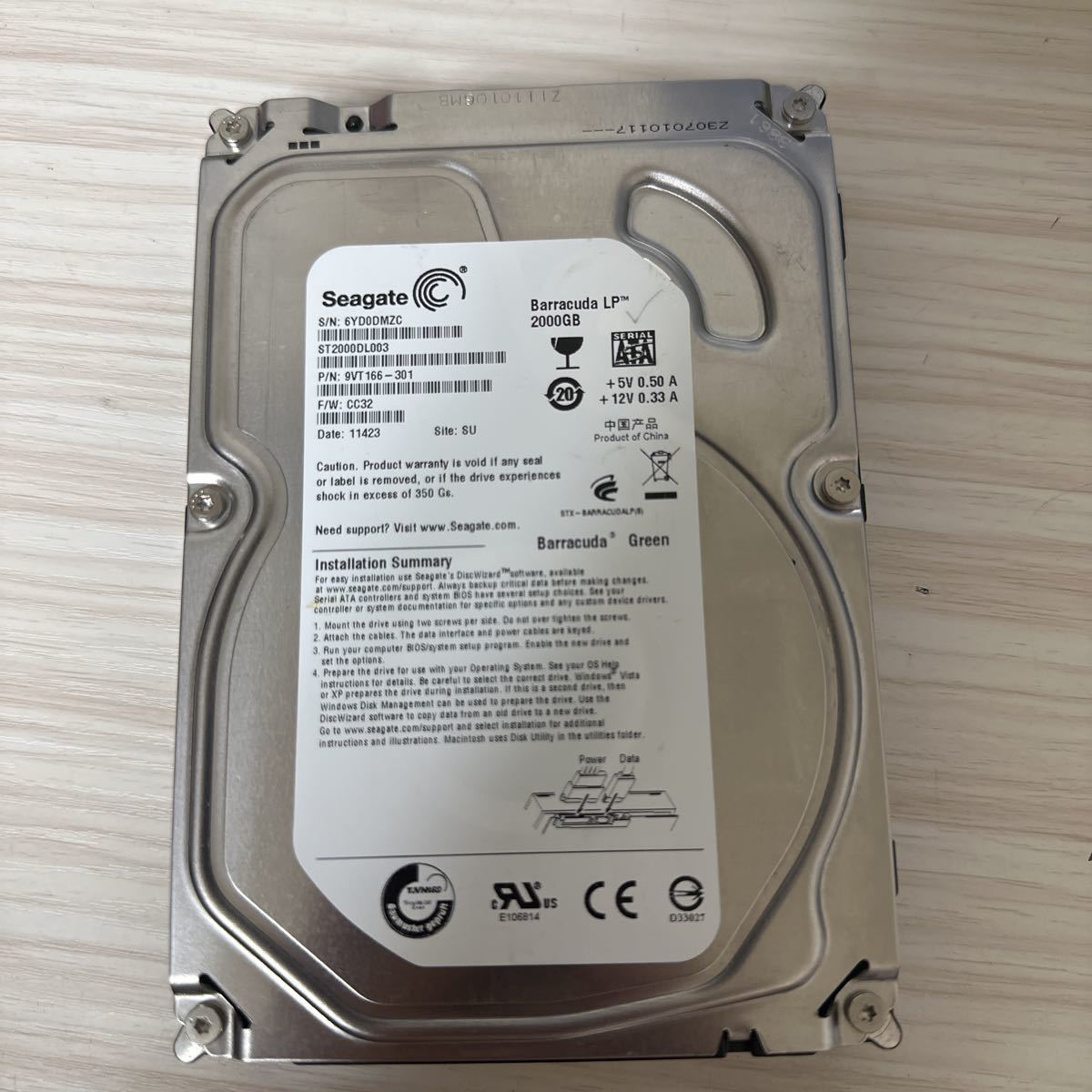 【やや傷や汚れあり】X261:【動作保証/使用1868時間】Seagate 2TB HDD ST2000DL003-9VT166 3.5インチHDD SATA 2000GBの落札情報詳細 ...