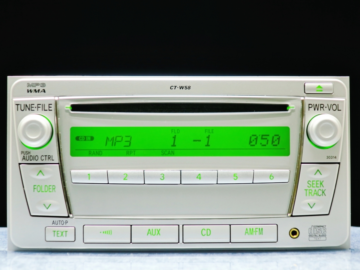 【傷や汚れあり】トヨタワイド純正 カーオーディオ CT-W58 08600-00H30 CD-R/MP3/WMA/AUX対応 管理記号12g7 ...
