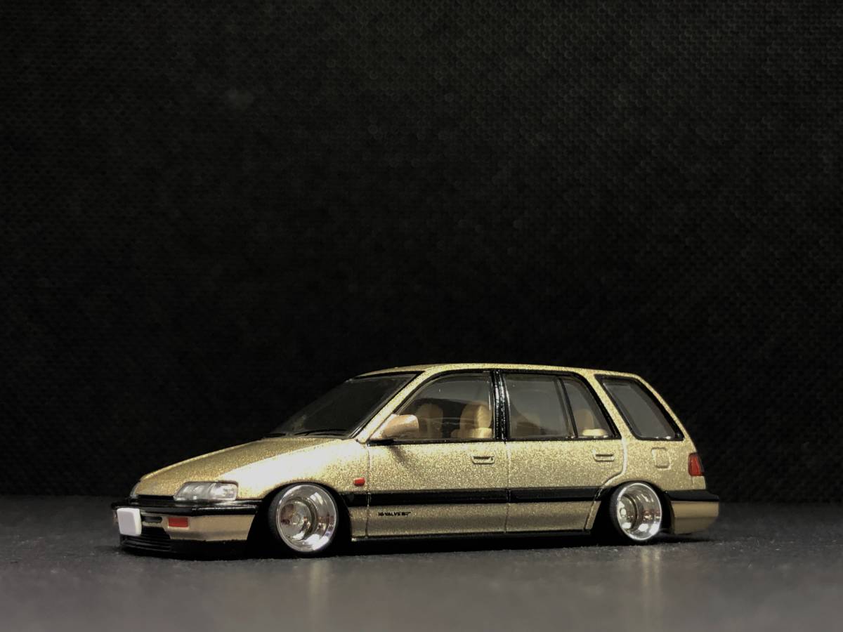 【全体的に状態が悪い】トミカリミテッドヴィンテージ 1/64 ホンダ シビックシャトル 56i (87年式) 改 深リム キャルルック ムーン ...