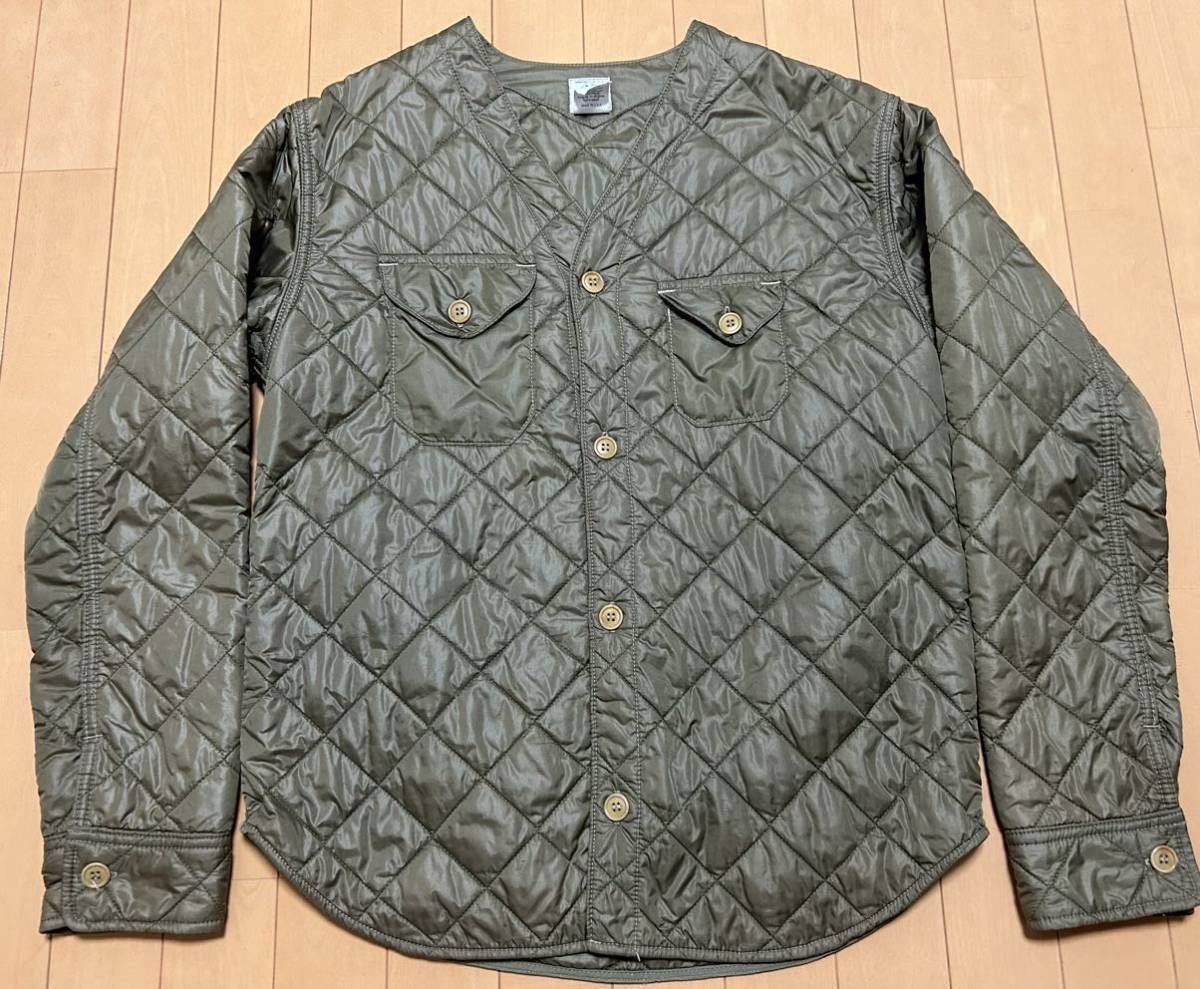 【目立った傷や汚れなし】POST O'ALLS OVERALLS ポストオーバーオールズ 2219 C-POST DV2 キルティングジャケット 中綿 ノーカラー シャツ ジャケットM ...