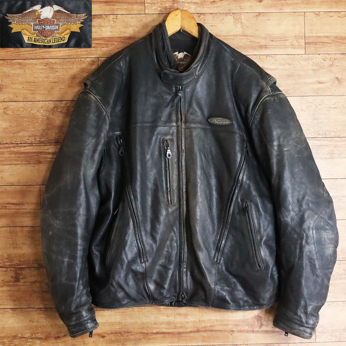【目立った傷や汚れなし】＄1T/Y8.23-4 Harley Davidson ハーレーダビッドソン シングルライダース 本革 レザージャケット XL メンズ 革ジャン 皮ジャンの落札情報詳細 ...