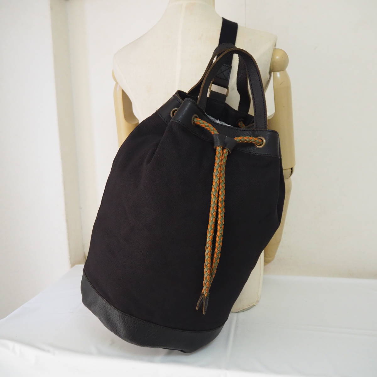 【目立った傷や汚れなし】*R.NEWBOLD/アールニューボールド*メッシュコンビ*帆布×レザーコンビ*ボンサック*ワンショルダーバッグ ...