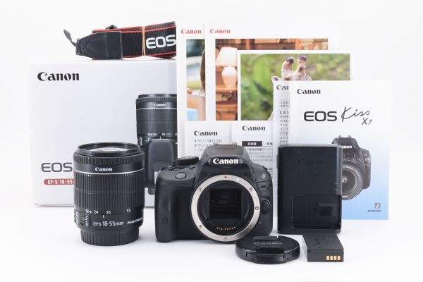 【やや傷や汚れあり】#h350★実用品★ キャノン CANON EOS Kiss X7 EF-S 18-55mm F3.5-5.6 IS ...